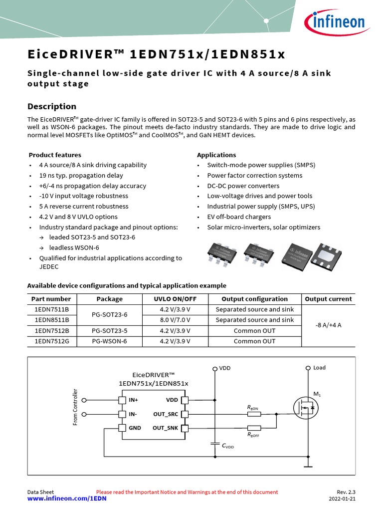 Infineon-1EDN751x_1EDN851x-DataSheet-v02_03-EN | PDF | Mosfet | Logic Gate