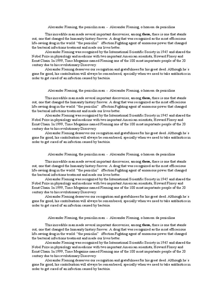 Alexander Fleming - Texto | PDF | Penicillin | Infection