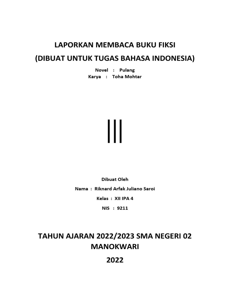 Meringkas Novel "Pulang" Toha Mohtar | PDF | Puisi