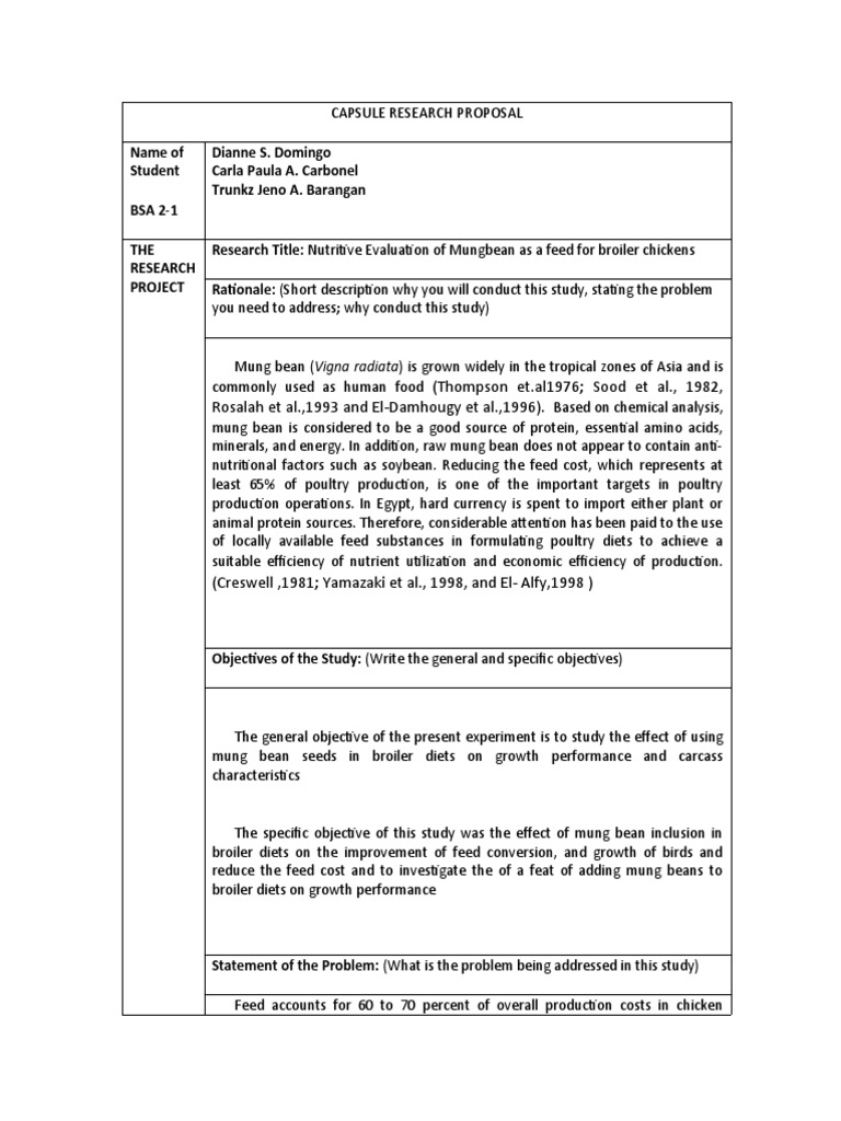 Capsule Research Proposal | Download Free PDF | Bean | Soybean