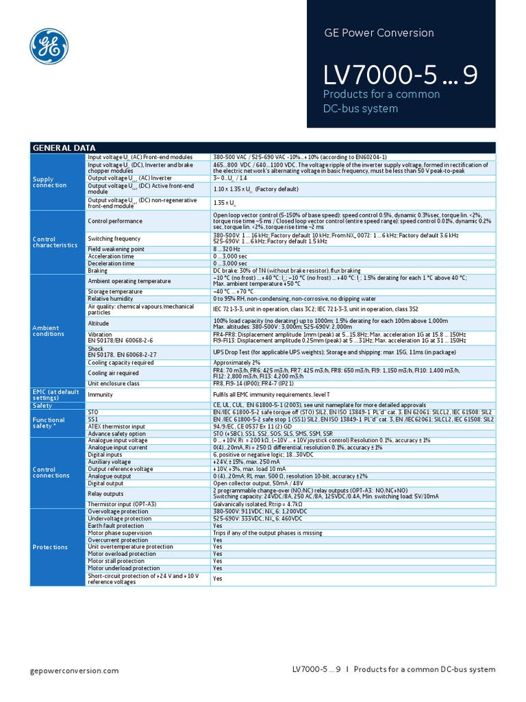 GE Power Conversion LV7000-5 Common DC Bus Drive Modules | PDF ...
