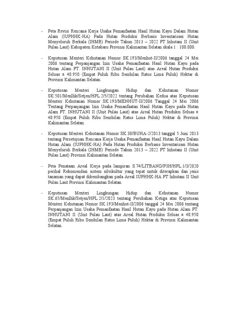 IUPHHK-HA PT Inhutani II | PDF