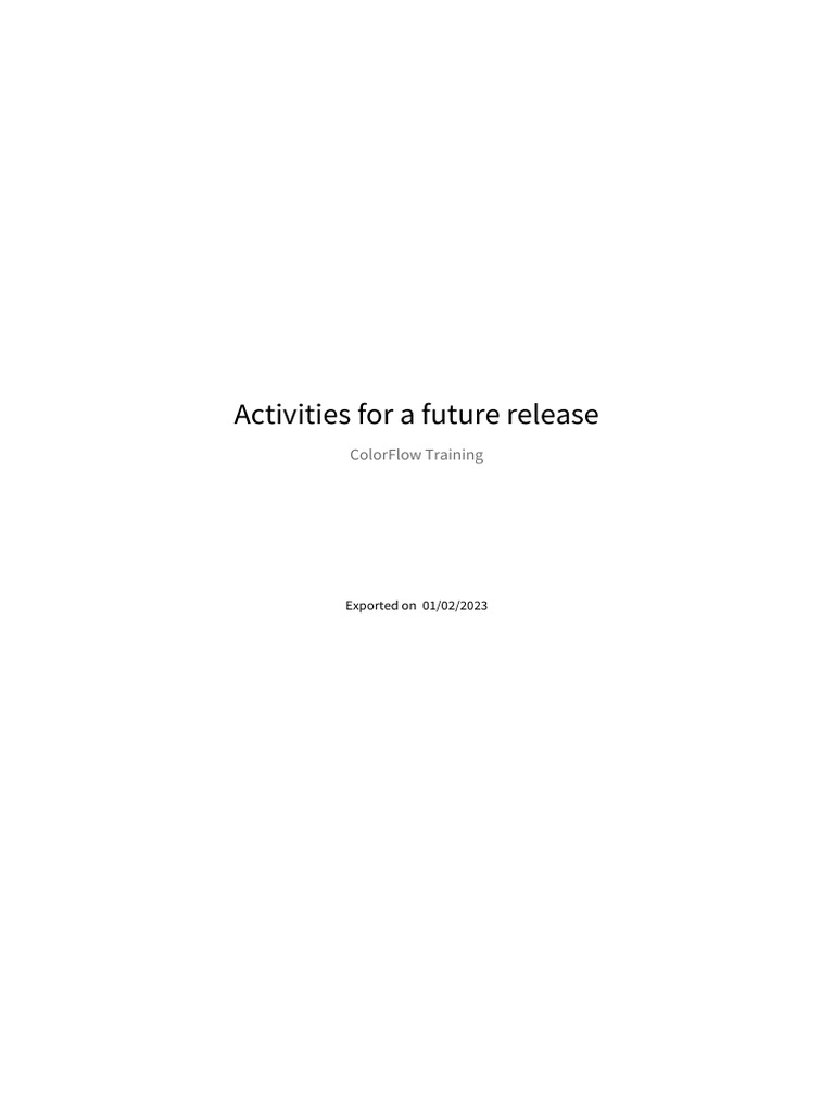 Activities For A Future Release-V1-20230102 - 221942 | PDF ...