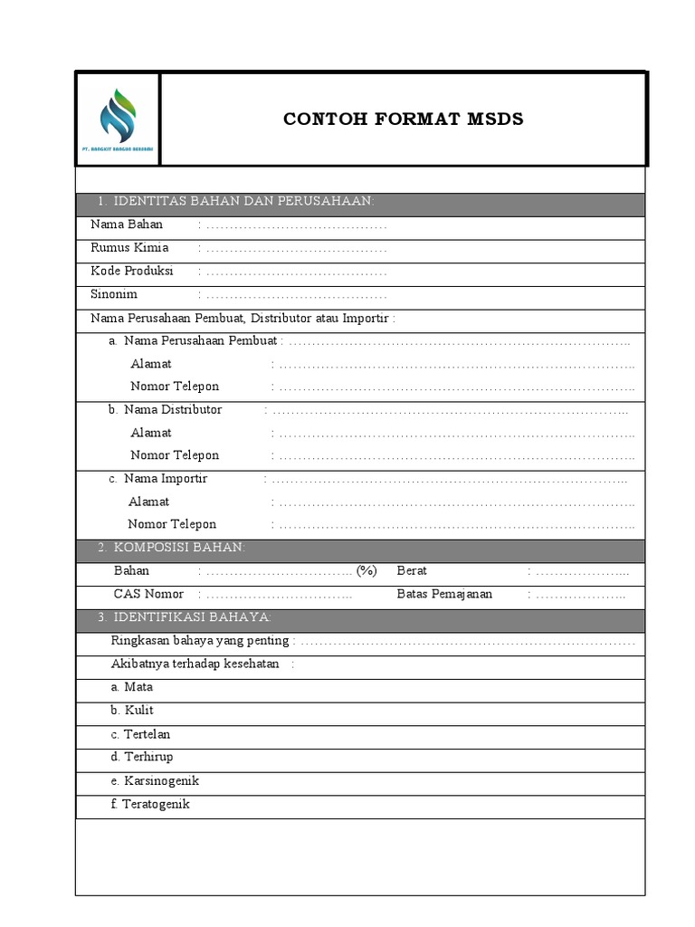 Form 031 - Contoh Format MSDS | PDF