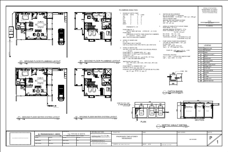 Ground Floor Plumbing Layout Second Floor Plumbing Layout | PDF ...