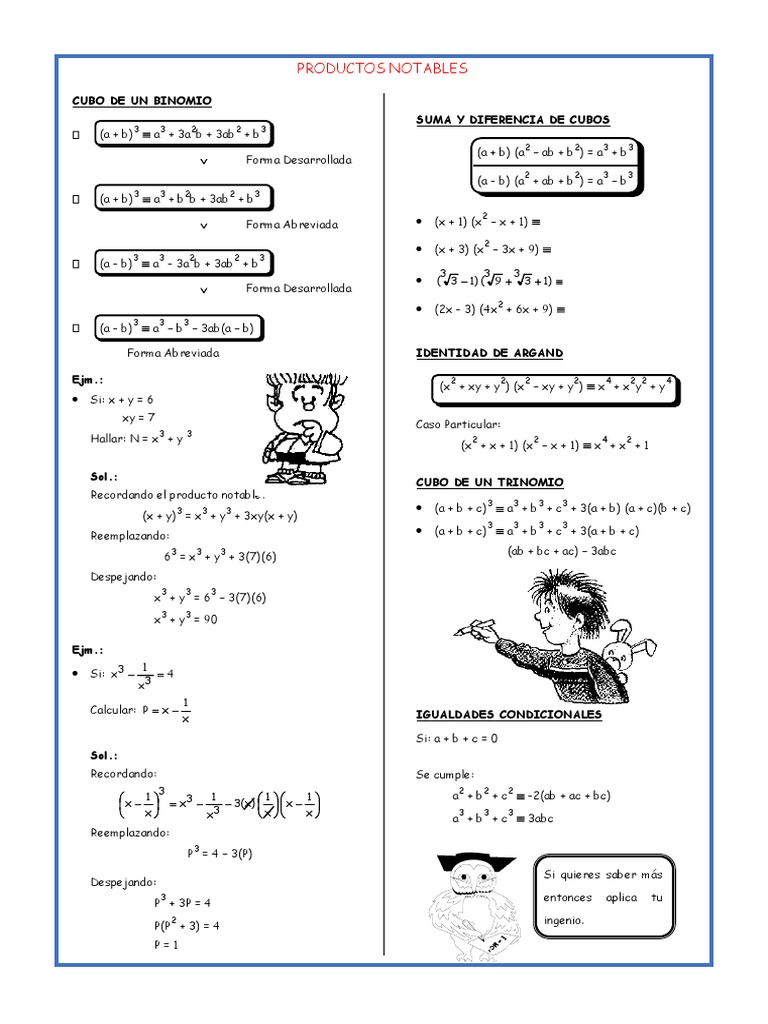 Productos Notables: Cubo de Un Binomio Suma Y Diferencia de Cubos | PDF