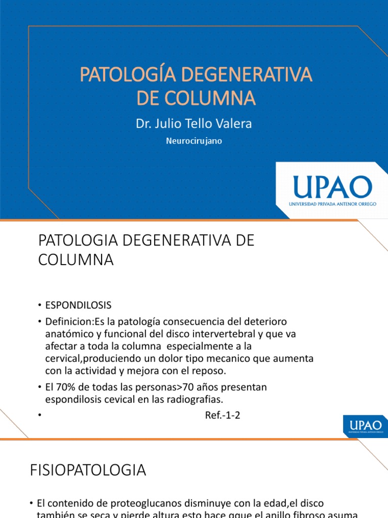 Mehu108 - U1 - T5 - PATOLOGIA DEGENERATIVA DE COLUMNA | PDF | La columna vertebral | Sistema ...