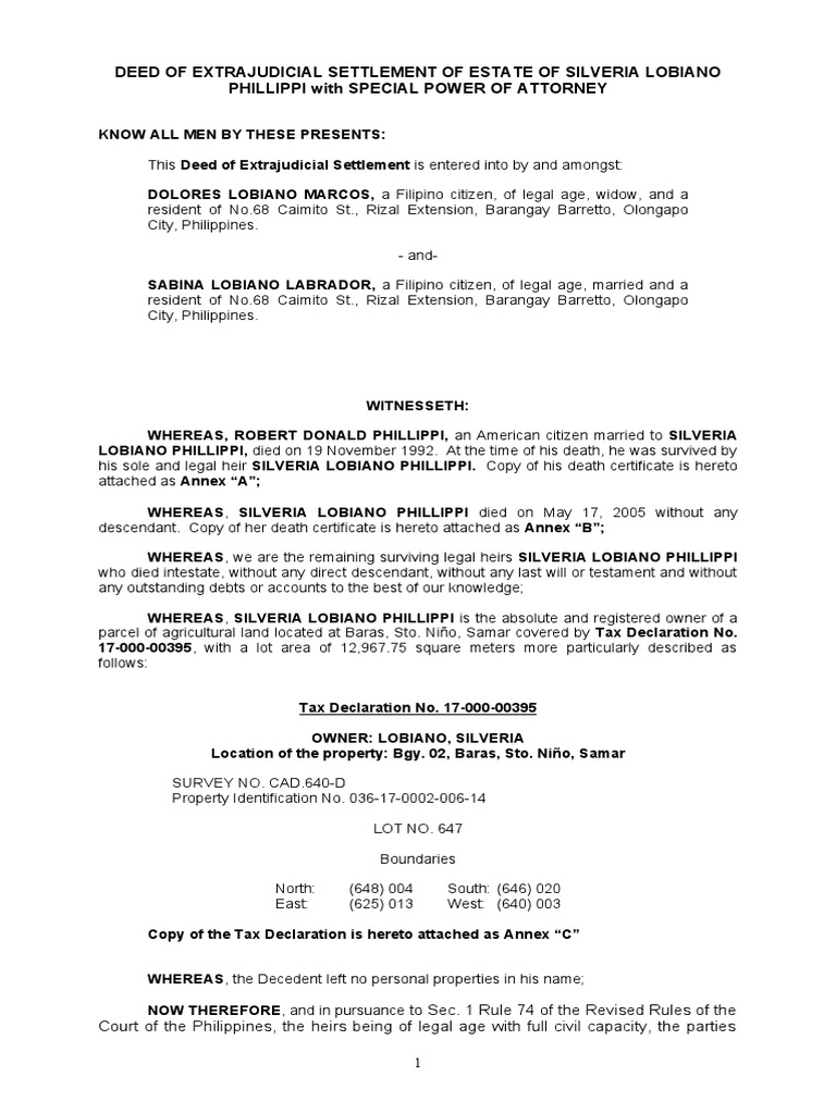 Deed of Extrajudicial Settlement of Estate | PDF | Civil Law (Common ... Deed of Extrajudicial Settlement of Estate | PDF | Civil Law (Common ...