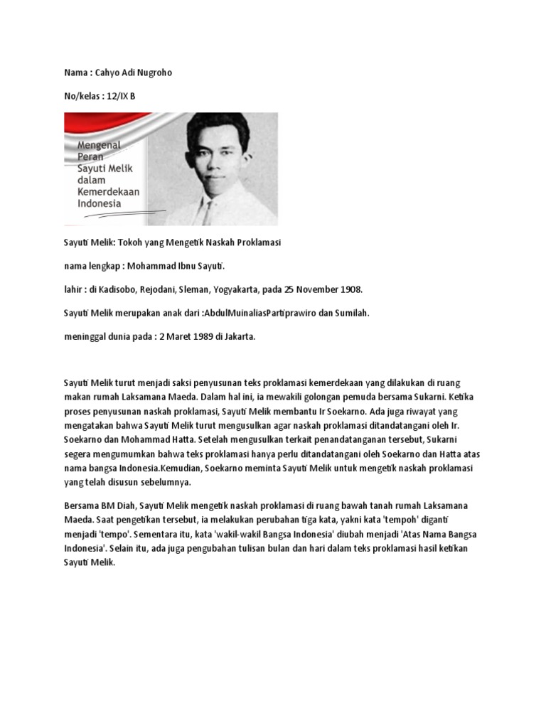 Biografi Sayuti Melik | PDF