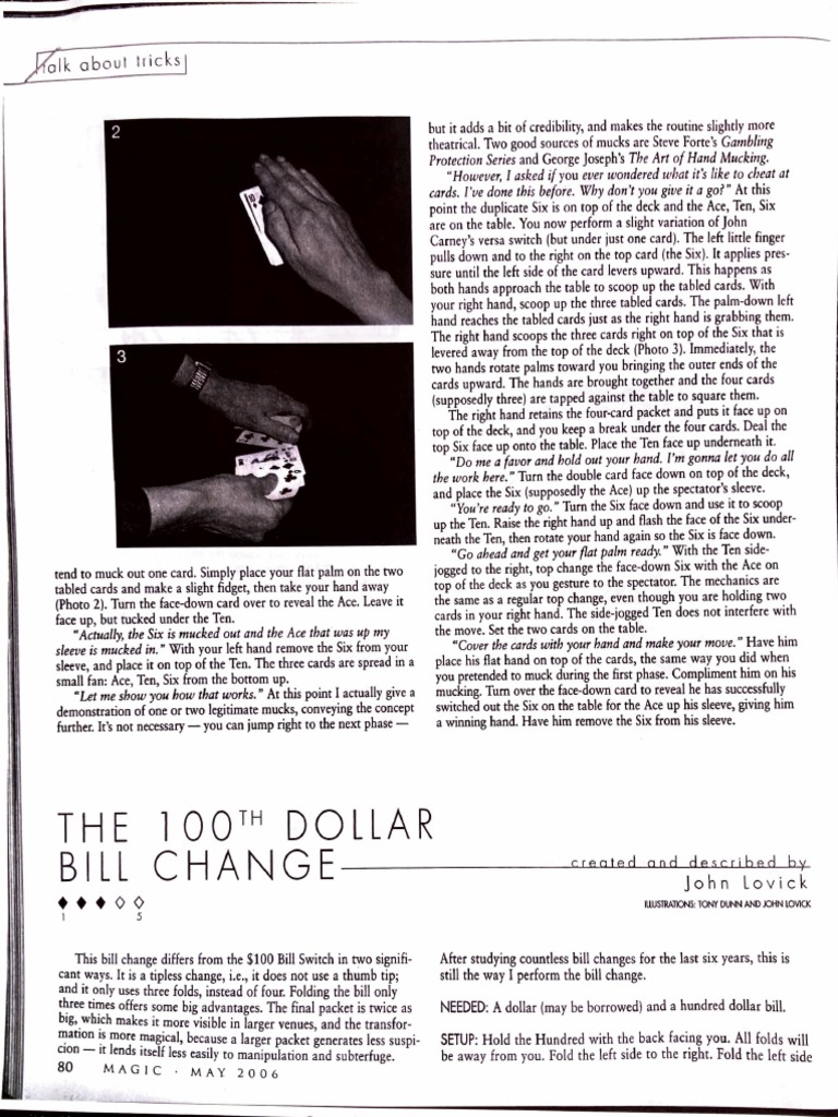$100 Bill Change - Lovick | PDF | Hand | Thumb