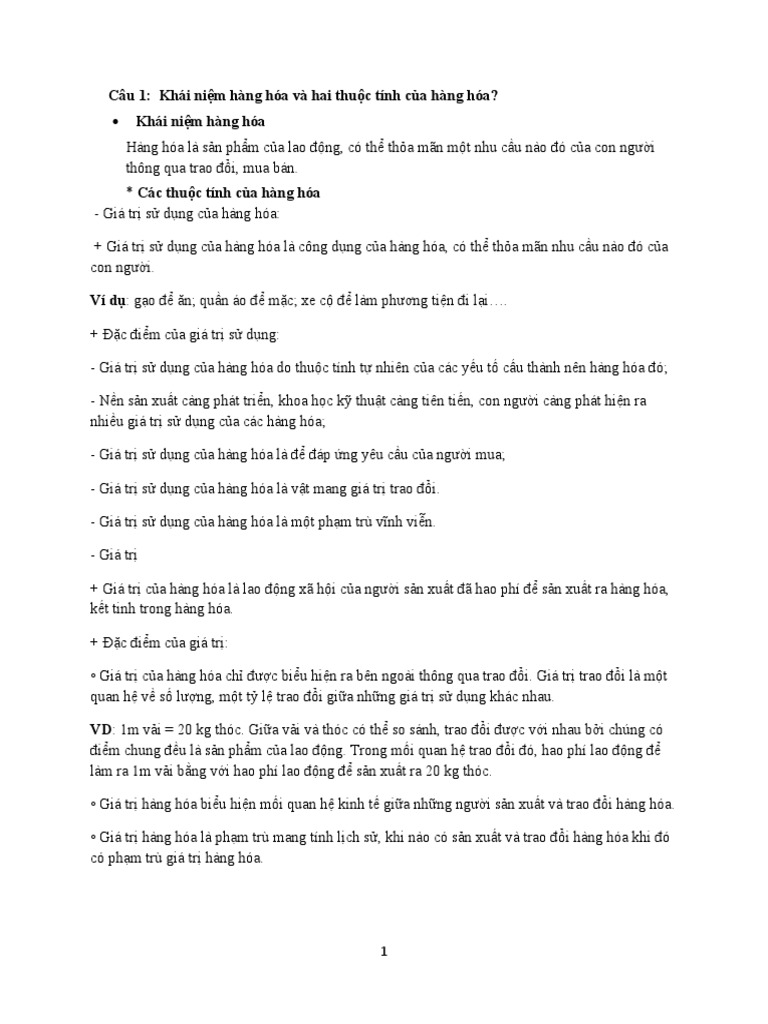 Nội dung ôn tập cuối kỳ môn KTCT Mác. phao | PDF