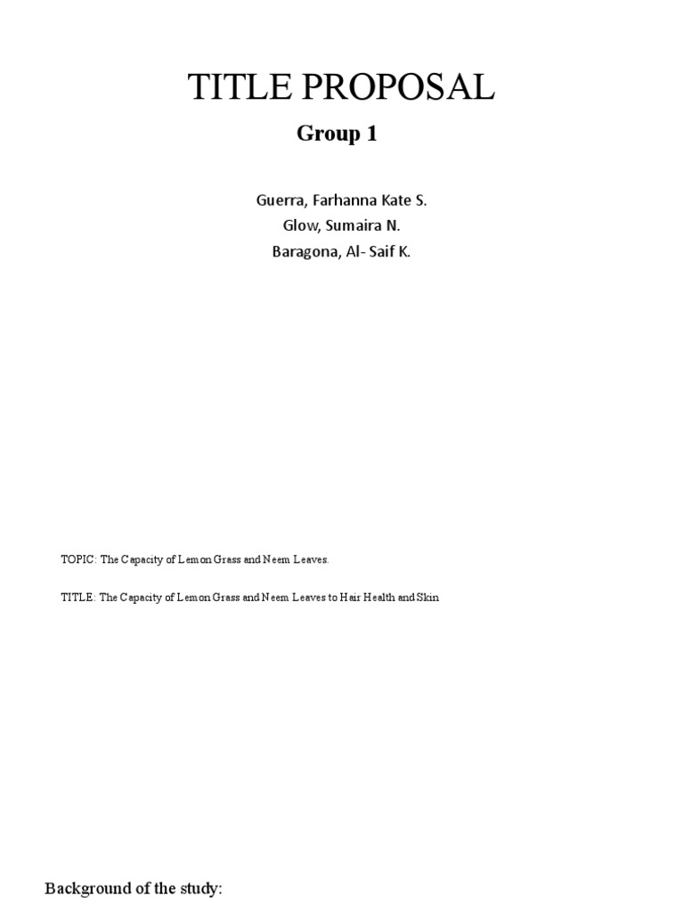 Title Proposal | PDF | Cigarette