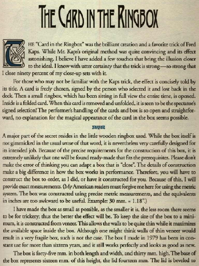 Card In Ringbox Tommy Wonder Pdf