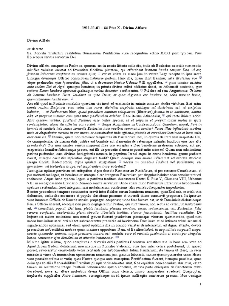 1911-11-01 - SS Pius X - Divino Afflatu | PDF