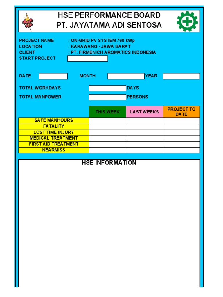 Hse Performance Board Pt. Jayatama Adi Sentosa | PDF