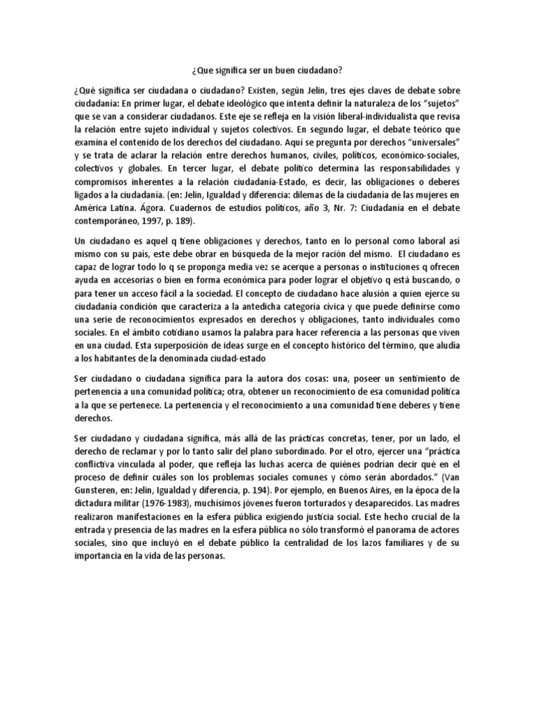 Erwin Que Significa Ser Un Buen Ciudadano | PDF | Derechos | Derechos ...