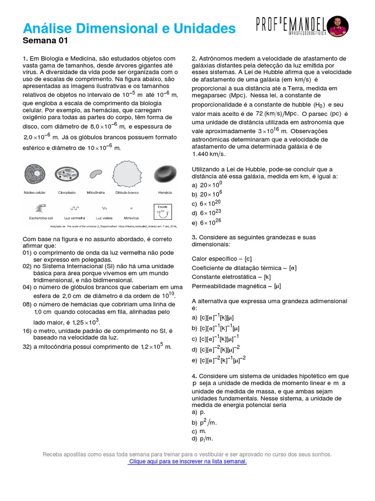 Semana 01 - Analise Dimensional | Download grátis PDF | Sistema ...