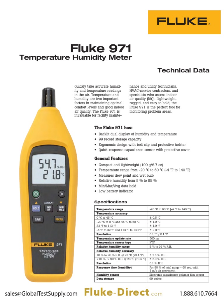 Fluke 971-Datasheet | PDF | Humidity | Metrology