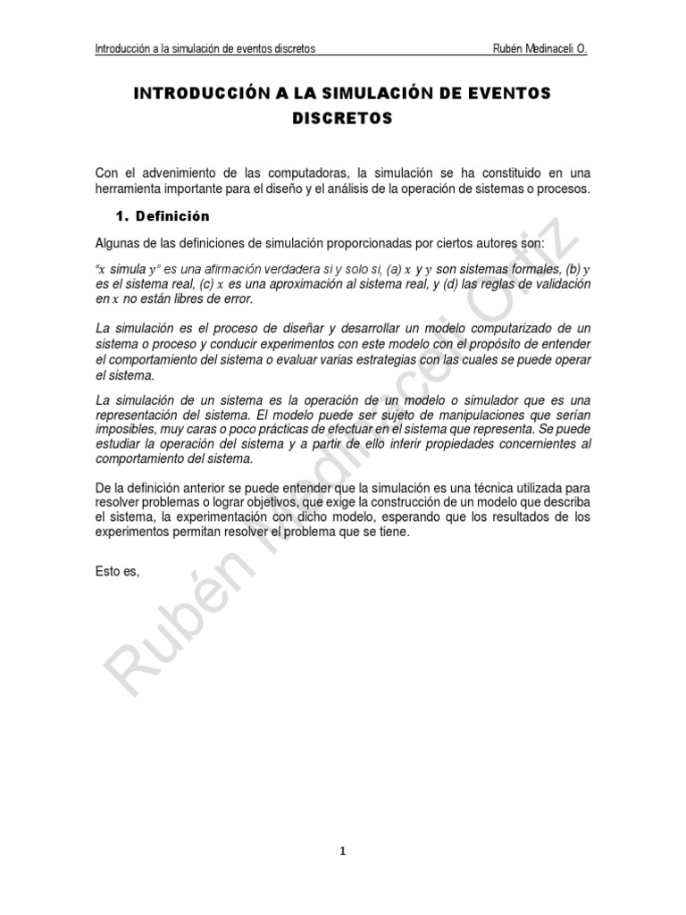 Introducción A La Simulación de Eventos Discretos | PDF | Simulación ...
