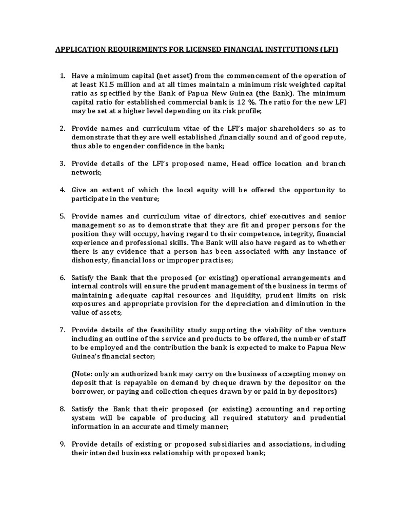 License Requirements for Money Lending in PNG | PDF | Banks | Deposit ...