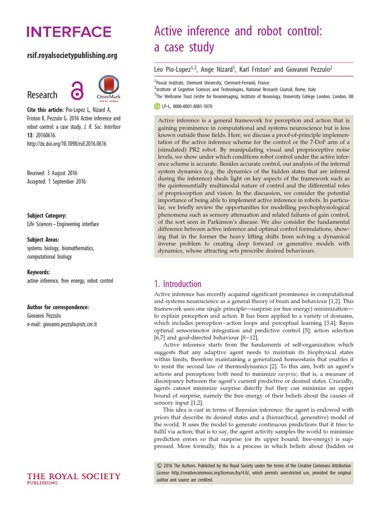 Active Inference and Robot Control-A Case Study | PDF | Bayesian Network | Statistical Inference
