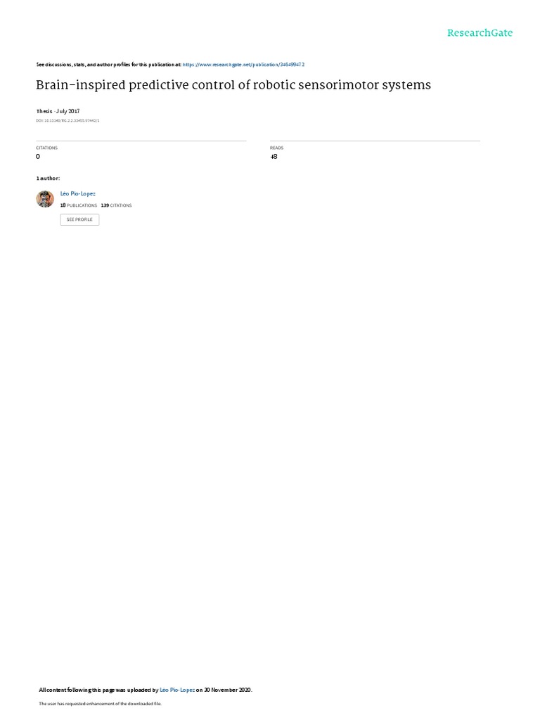 Brain-Inspired Predictive Control of Robotic Sensorimotor Systems | PDF | Bayesian Inference ...