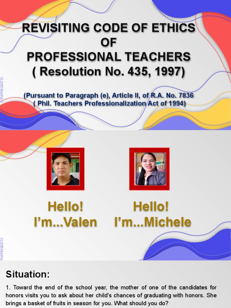 Code of Ethics for Professional Teachers | PDF | Teachers | Schools