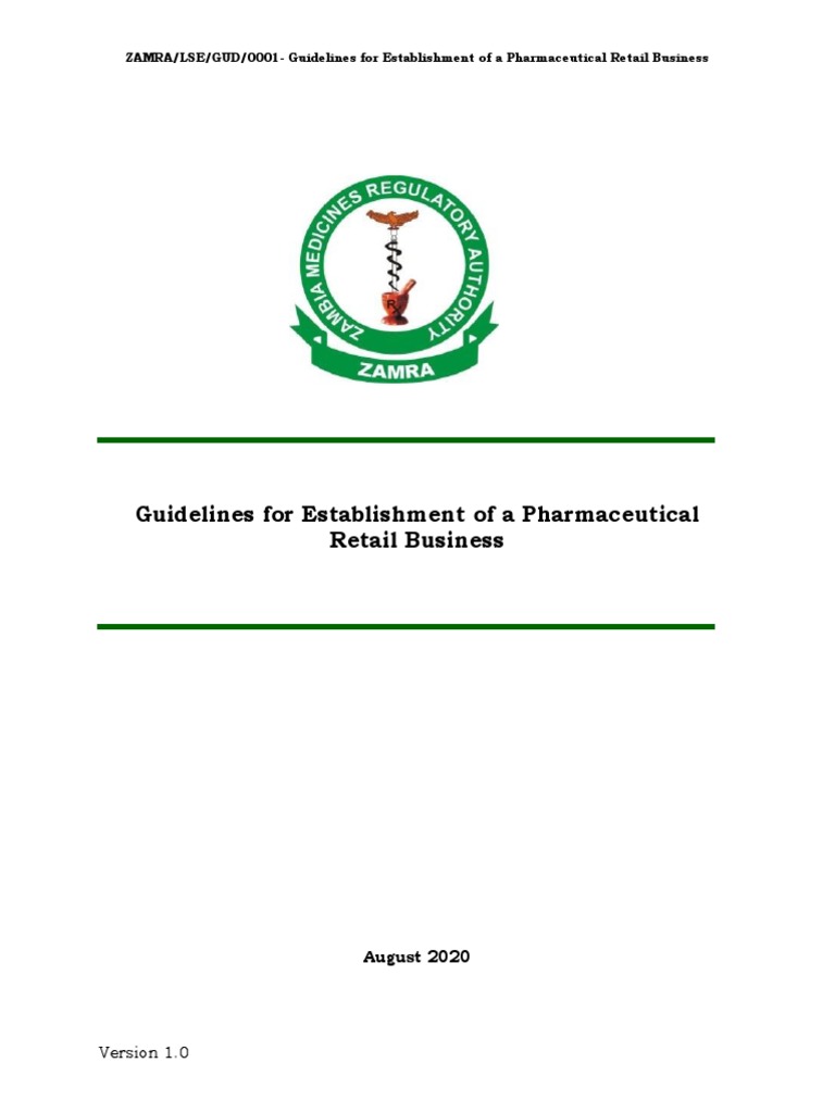 Guidelines For The Establishment of Pharmaceutical Retail Business | PDF | Pharmacist | Pharmacy