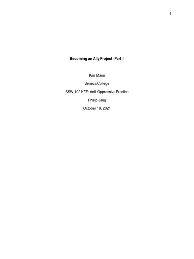 Becoming An Ally Project Part 1 Pdf Experience Gender