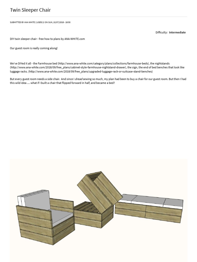 A Modern Twin Sleeper Chair: Free DIY Plans to Build a Sleek Chair that ...