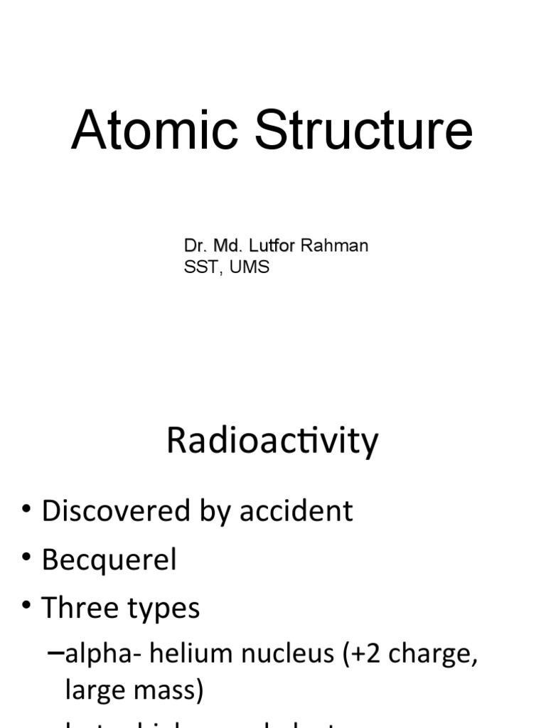 Lecture 1 - Atomic Structure | PDF | Atomic Orbital | Emission Spectrum
