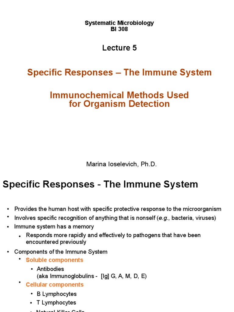 Specific Responses - The Immune System Immunochemical Methods Used For ...