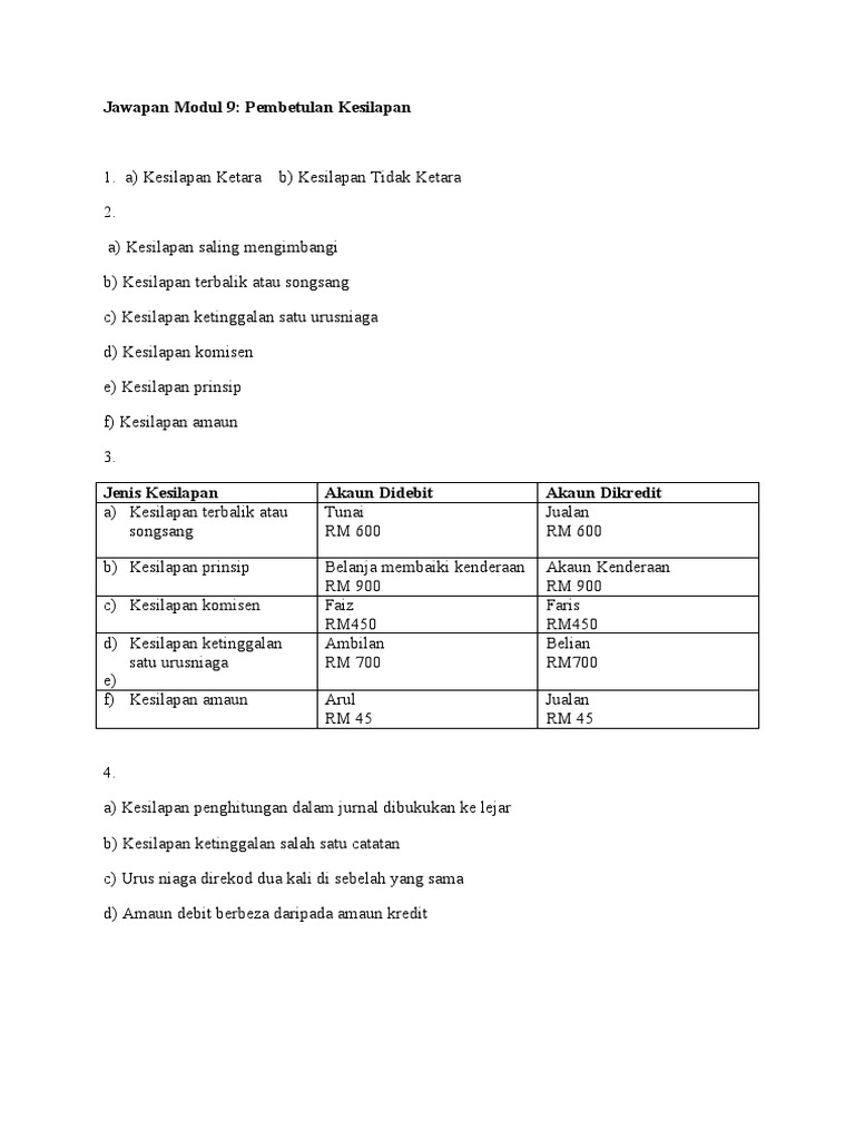 Jawapan Modul 9 PEMBETULAN KESILAPAN | PDF