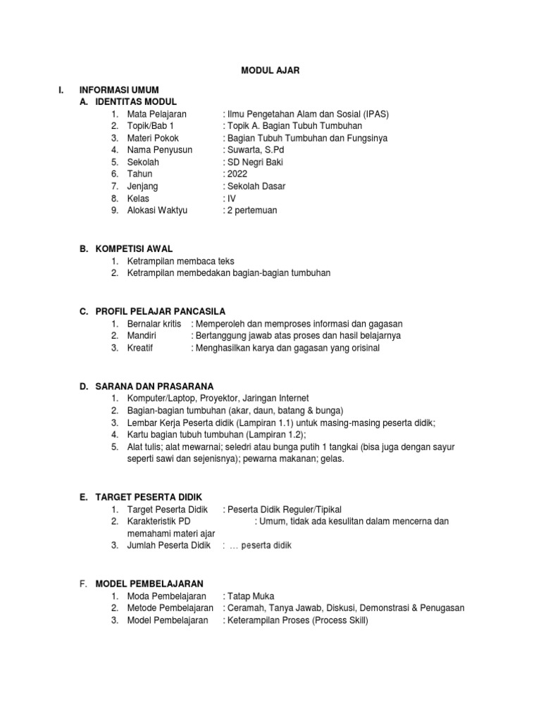 Modul Ajar Ipas Kelas 4 | PDF