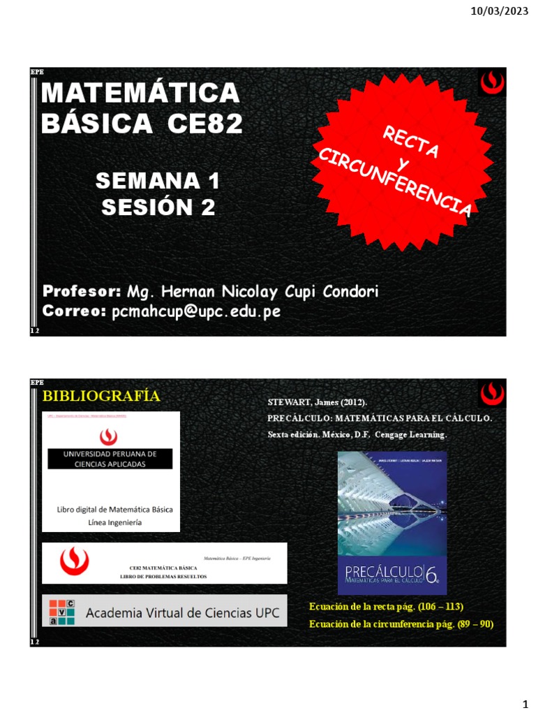 CE82 2023 1A SEM1 SESION 1.2 CIRCUNFERENCIA Y RECTA - Anotaciones | PDF ...