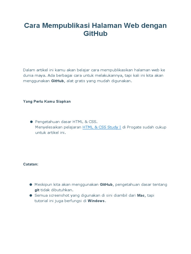 1.cara Mempublikasi Halaman Web Dengan GitHub | PDF