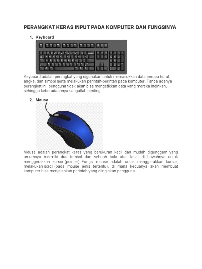 Perangkat K Input Pada Komputer Dan Fungsinya | PDF