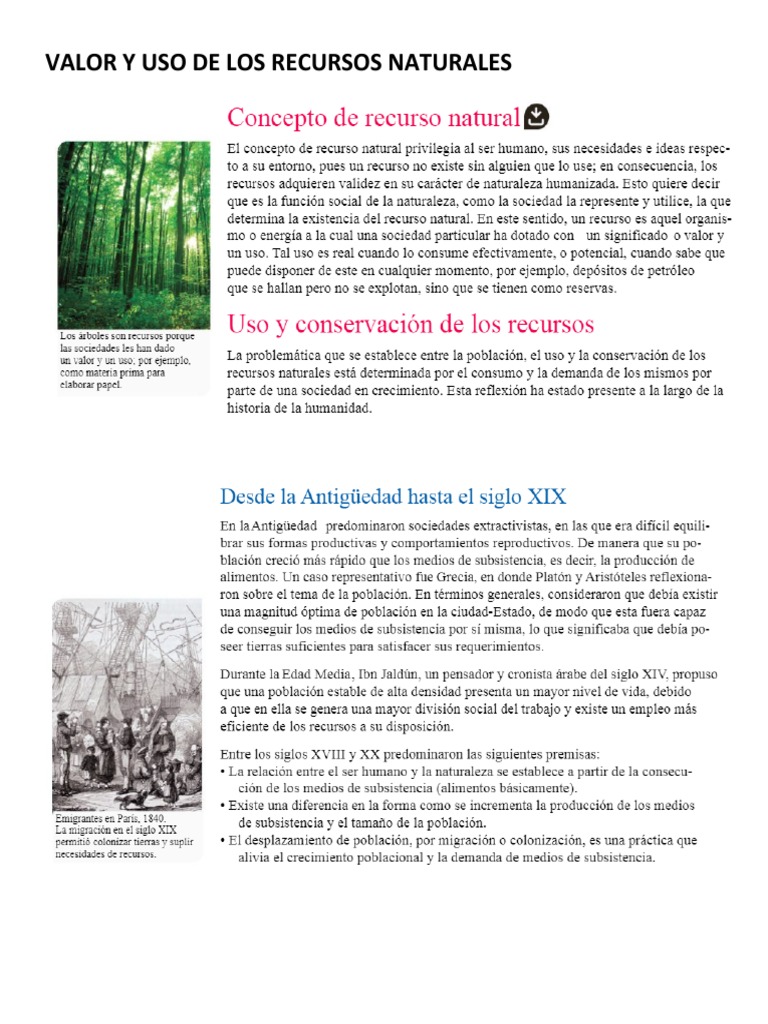 Recursos Naturales: Valor y Cuidado | PDF