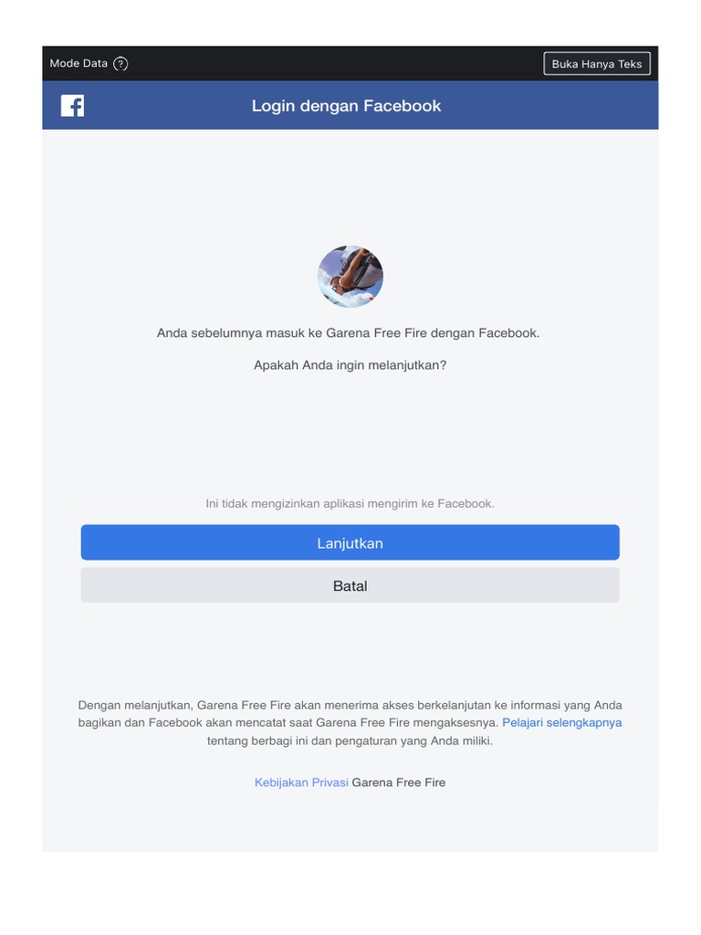 Login Garena Free Fire dengan Facebook | PDF