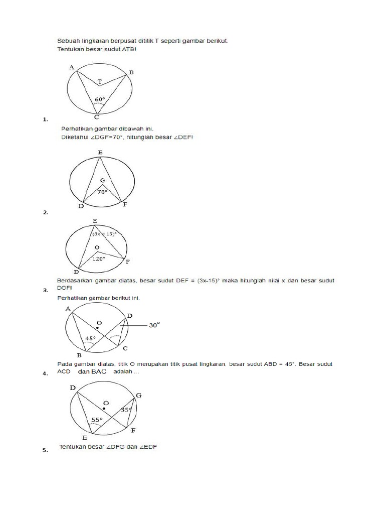 Sudut Pusat Dan Keliling Lingkaran-Soal | PDF