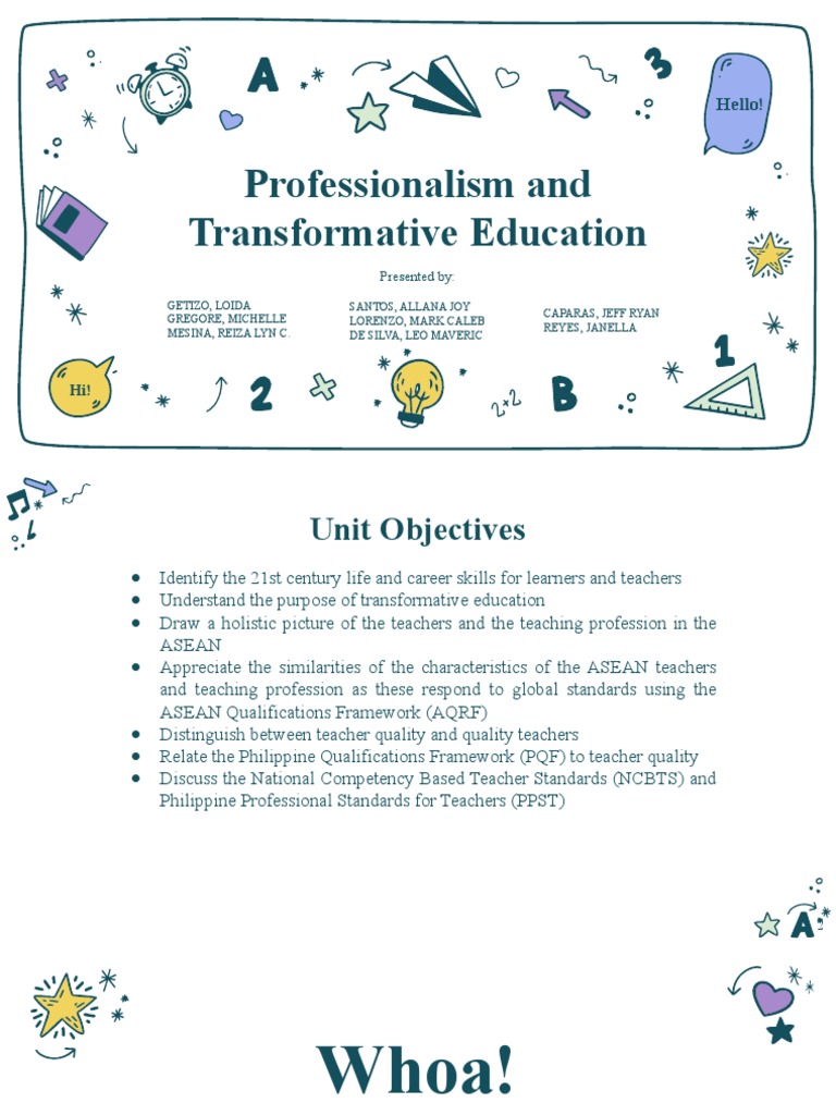 Unit 7 - Professionalism and Transformative Education | PDF | Educational Assessment | Learning