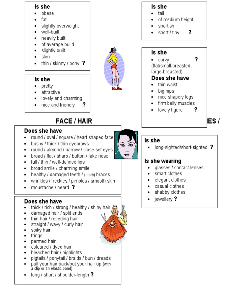 Describing People | PDF | Hair | Human Appearance