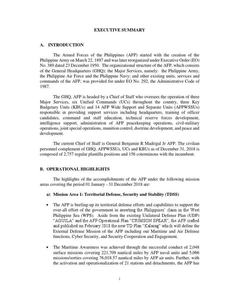 GHQ AFP: 2018 Operational Highlights | PDF | Financial Audit | Business