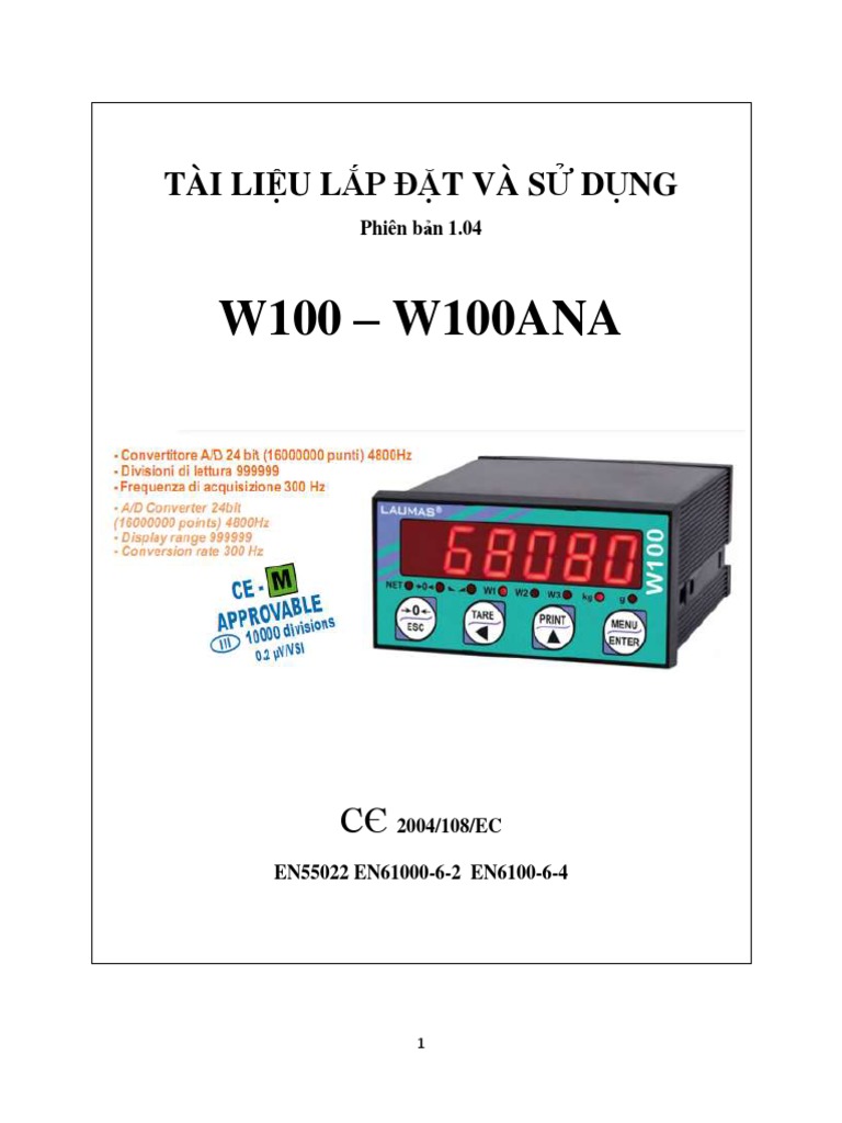 TPS-HDSD TIẾNG VIỆT W100-W100ANA | PDF