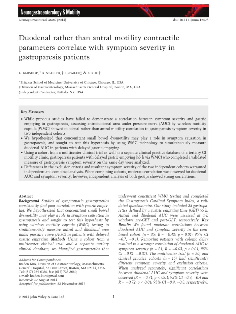 Duodenal Rather Than Antral Motility Contractile Parameters Correlate ...