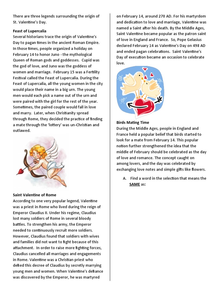 ST Valentines Day Reading Comprehension Reading Comprehension Exercises ...
