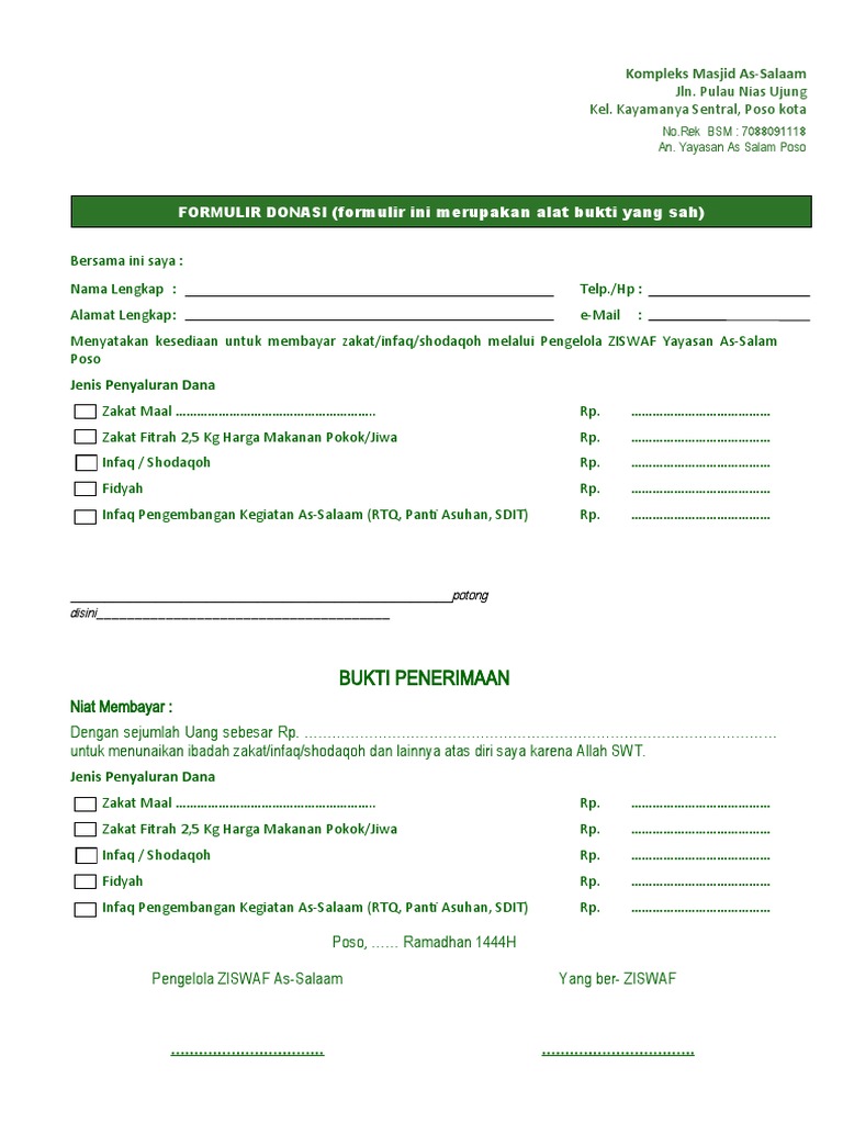 Bukti Penerimaan: Formulir Donasi | PDF