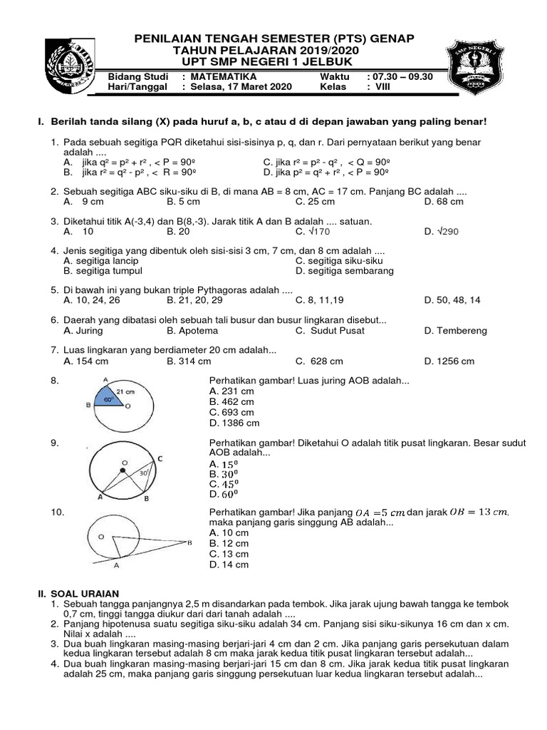Soal PTS Genap 8 Matematika | PDF