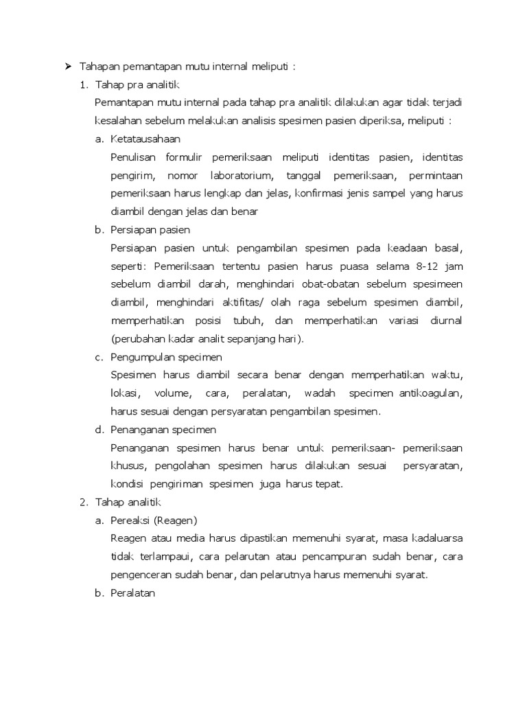 Tahapan Pemantapan Mutu Internal Meliputi | PDF