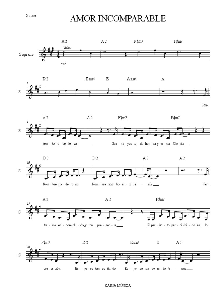 Amor Incomparable (Acordes) | PDF